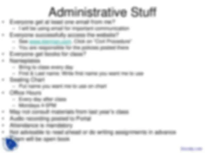 Civil Procedure, Service of Process, and Greene v. Lindsey | Slides Civil procedure | Docsity