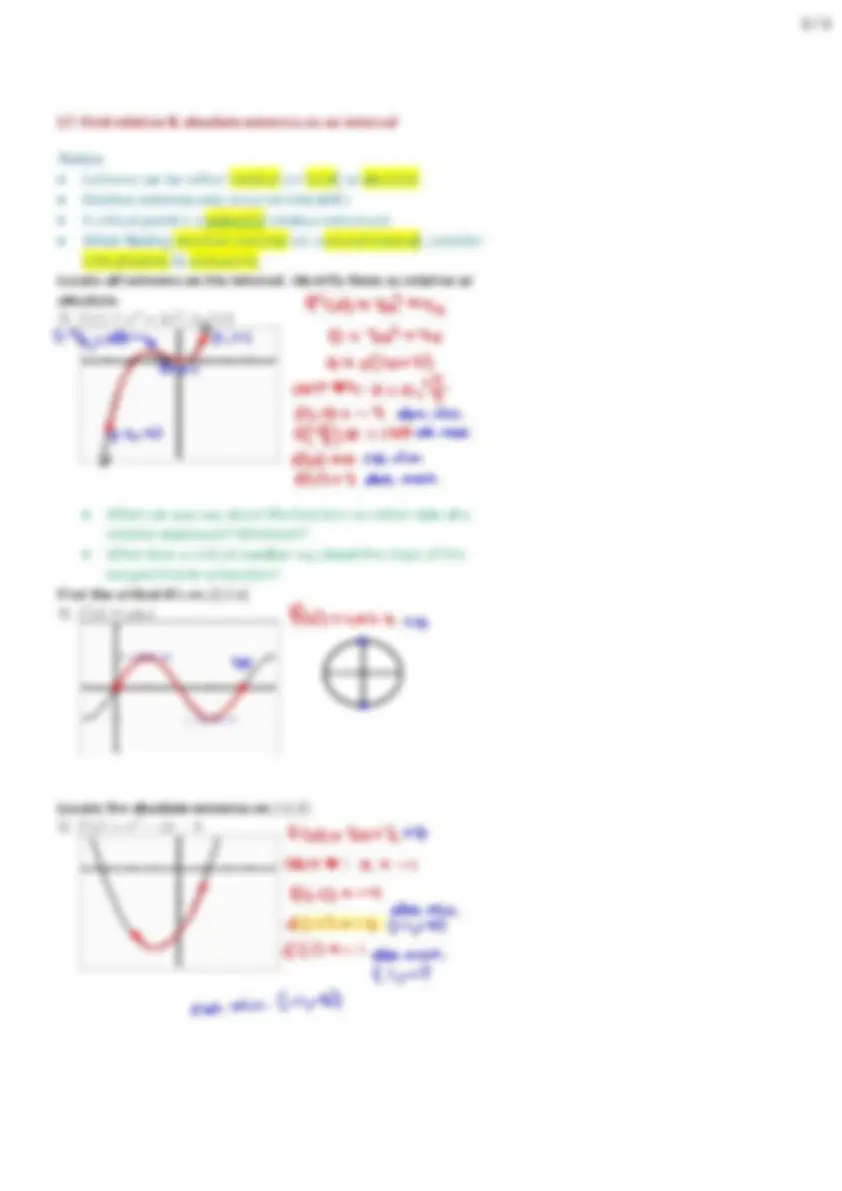 Extrema of a Function - AP Calculus - Lecture Notes | Study notes ...