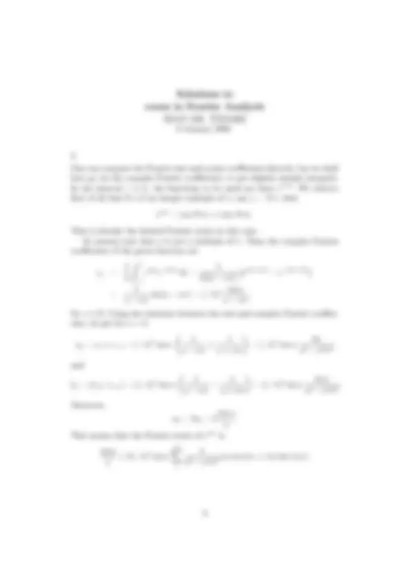 Fourier Analysis Exam: Complex Coefficients, Series, Convolution, PDE Formulas | Exams Fourier ...