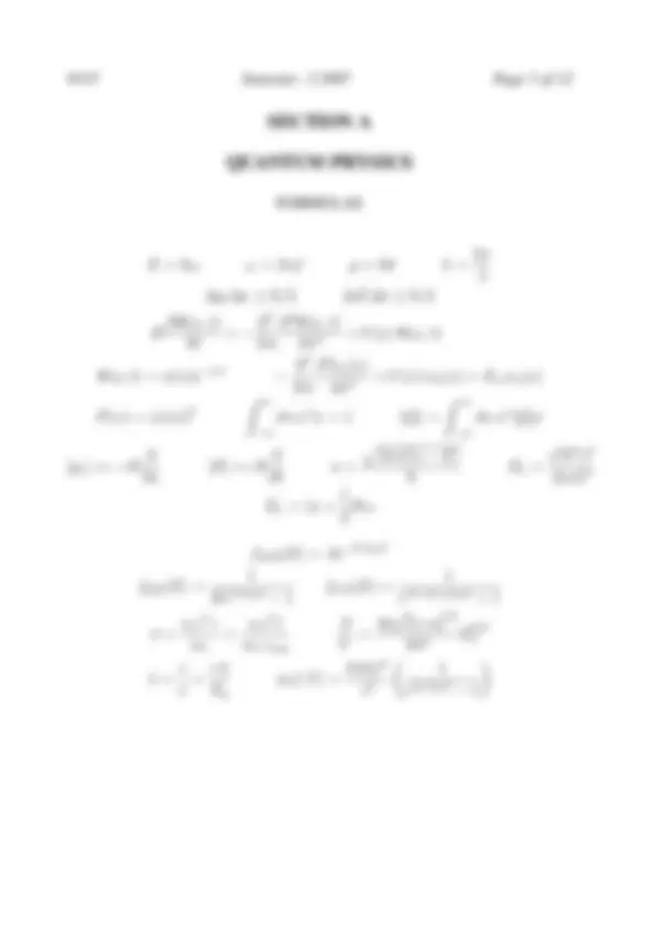 Wave Packet Model - Intermediate Physics - Exam | Exams Physics | Docsity