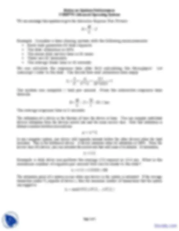 Notes on System Performance: COMP755 Advanced Operating Systems | Study ...