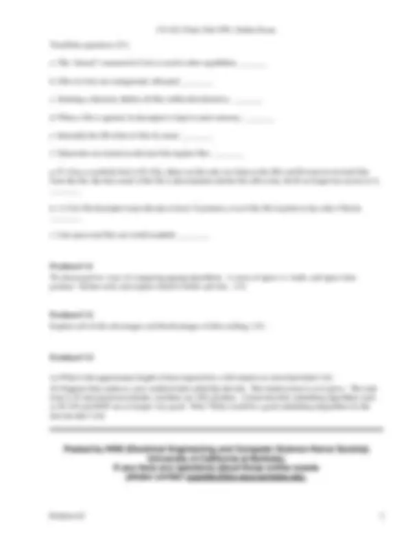 CS 162 Fall 1991 Final Exam: Unix Security, Algorithms, and File Systems | Exams Operating ...