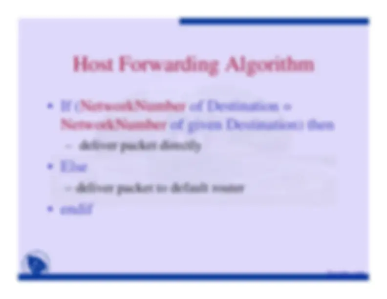 DG Forwarding Algorithm and Subnetting in Computer Networks | Slides Computer Networks | Docsity