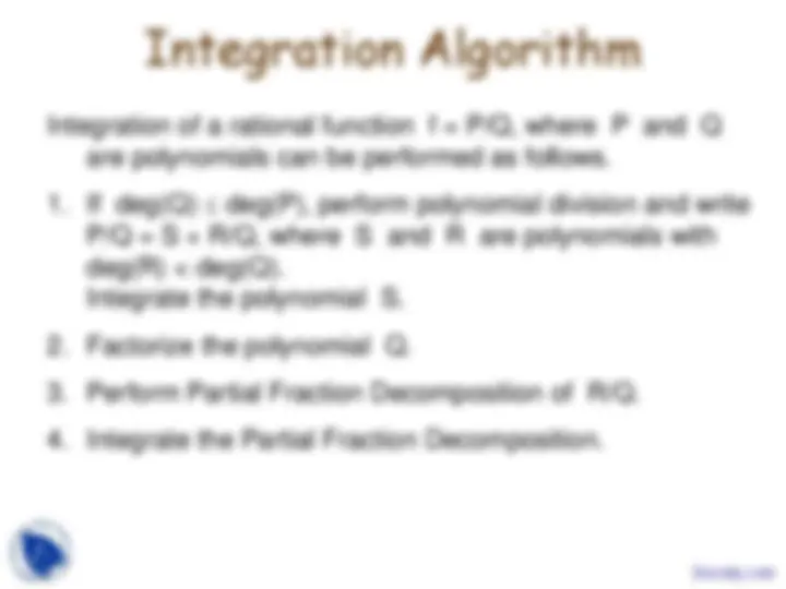 Partial Fractions - Calculus II - Lecture Slides | Slides Calculus | Docsity