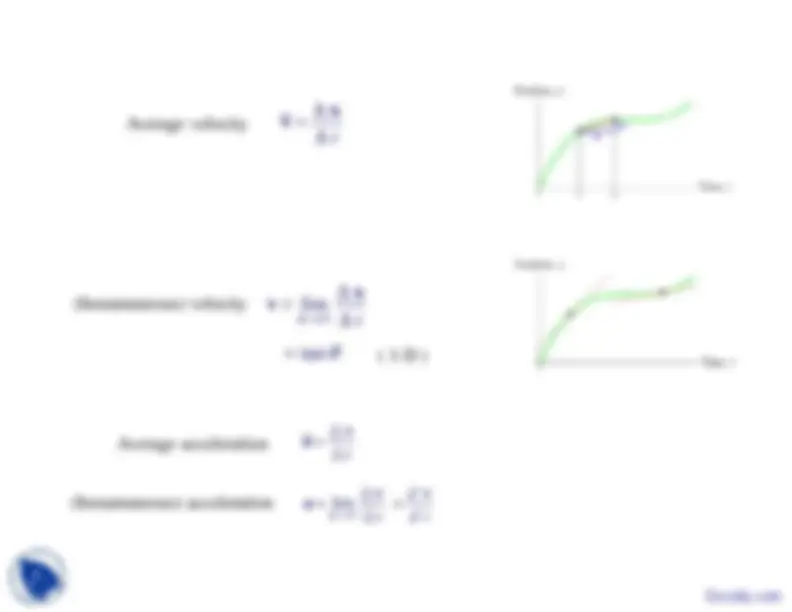 Motion in a Straight Line - General Physcis - Lecture Slides | Slides Physics | Docsity