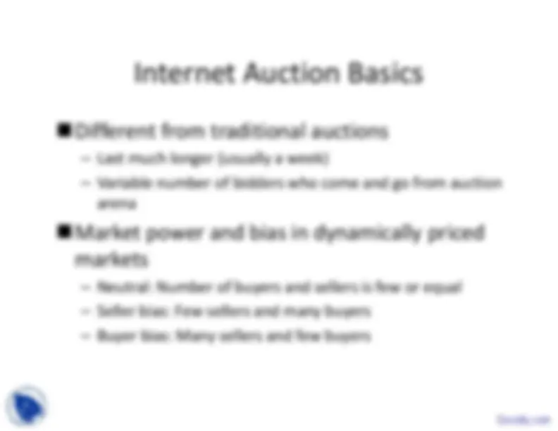 Online Auctions - E-Commerce - Lecture Slides | Slides Fundamentals of E-Commerce | Docsity