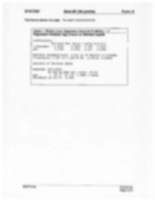 Quiz 5A with Answer Key | Introduction to Biostatistics | STAT 307 | Quizzes Biostatistics | Docsity