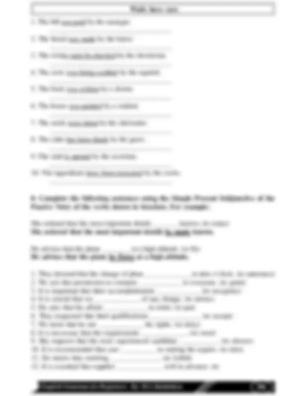 English grammar for beginners | Exercises English | Docsity