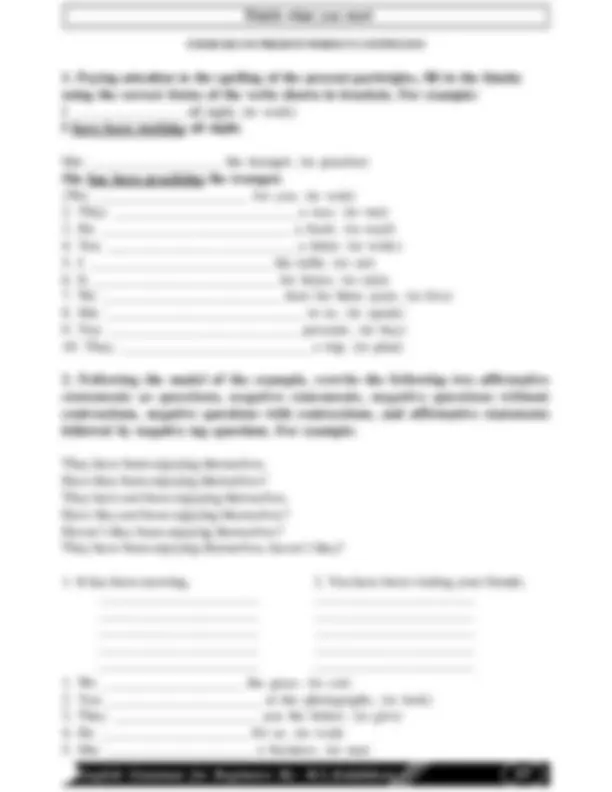 English grammar for beginners | Exercises English | Docsity