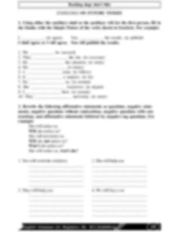 English grammar for beginners | Exercises English | Docsity