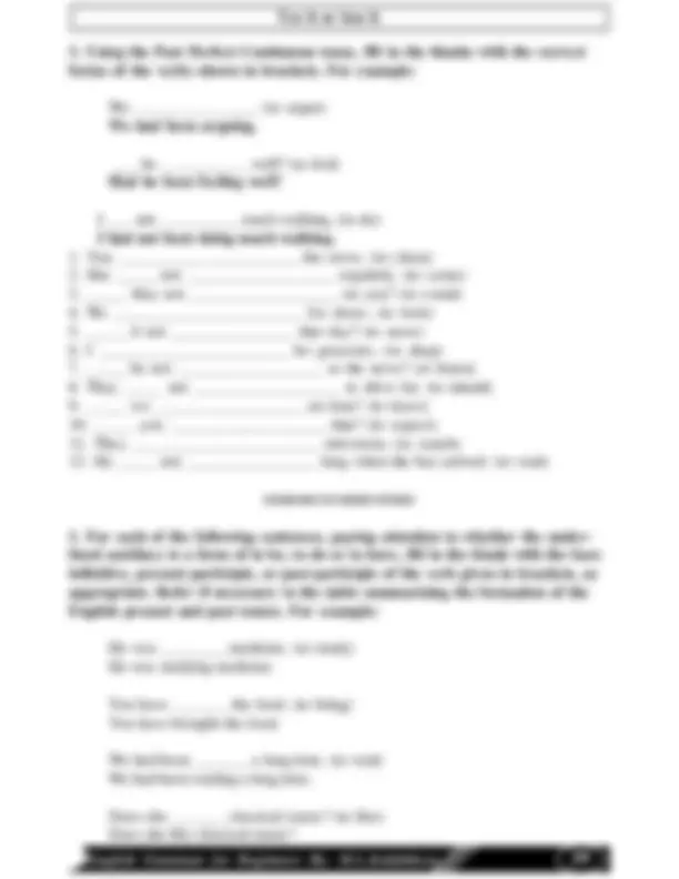 English grammar for beginners | Exercises English | Docsity