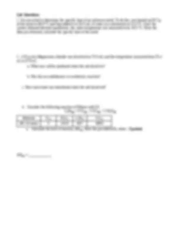 Chemistry Quiz 3 - Entropy and Specific Heat Calculation | Exercises ...