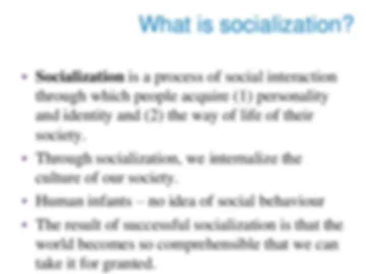 What is socialization? | Slides Sociology | Docsity