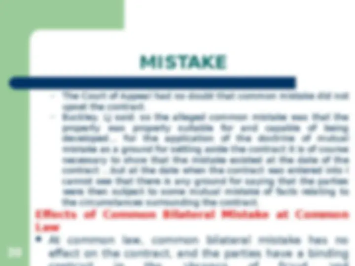 Law of Contract II: Mistake - Lecture Notes | Slides Contract Law | Docsity