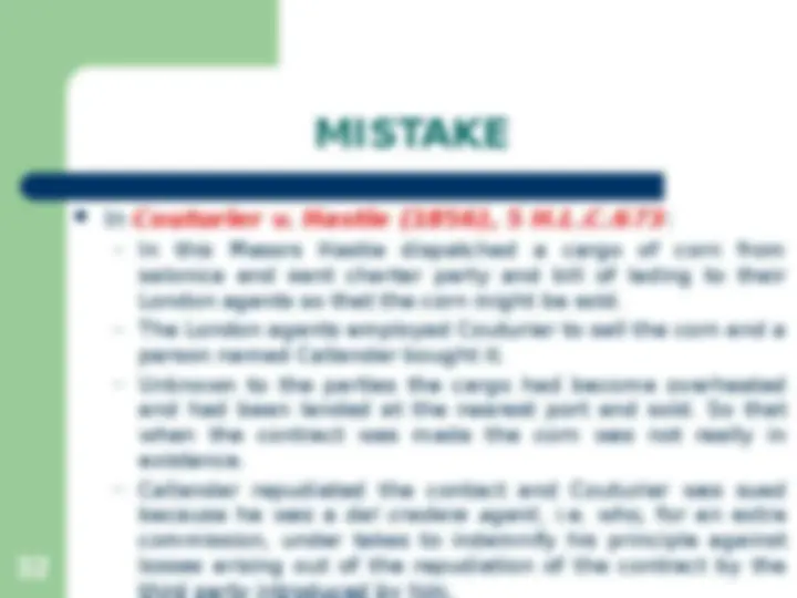 Law of Contract II: Mistake - Lecture Notes | Slides Contract Law | Docsity