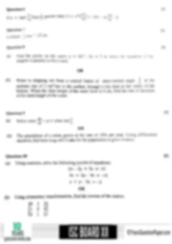 Maths isc question paper | Exams Mathematics | Docsity