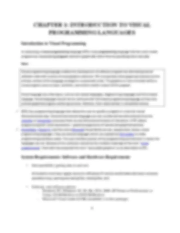 Introduction To Visual Programming Language Thesis Computer Programming Docsity