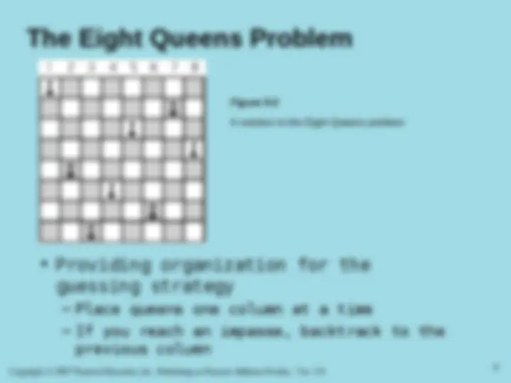 The Eight Queens Problem: A Recursive Solution in C++ | Slides Algorithms and Programming | Docsity