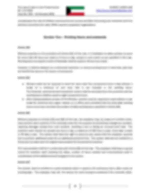 KUWAIT LABOUR LAW 2010 English | Translations Labour Law | Docsity