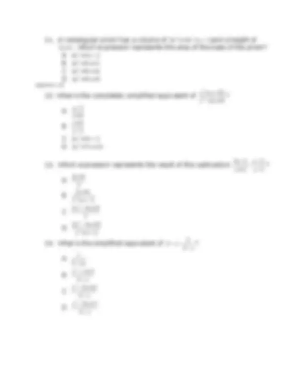 Algebra II Practice Test | Exams Mathematics | Docsity