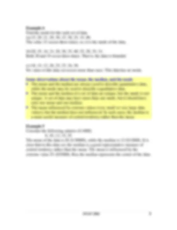 Measures of Location | Lecture notes Statistics | Docsity