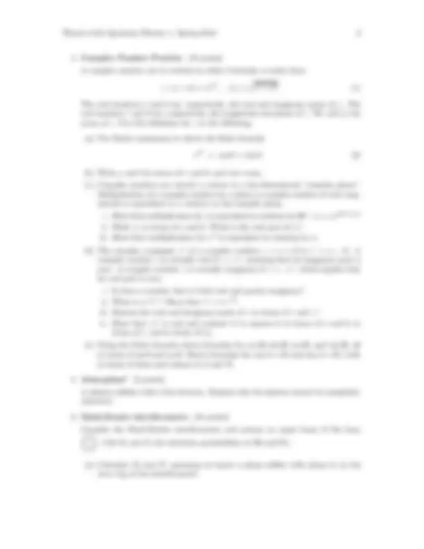 Quantum Physics I Problem Set 1 | Exercises Quantum Physics | Docsity