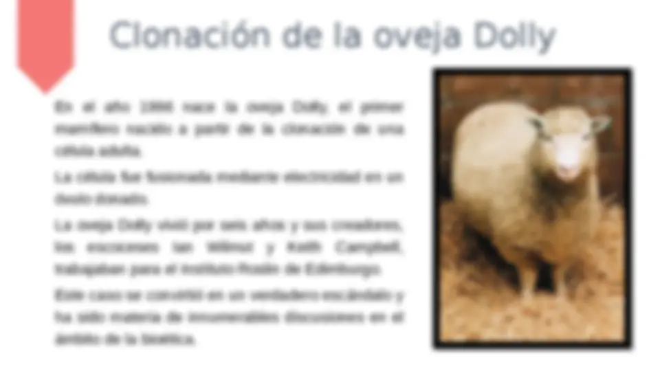 Diapositivas sobre clonación | Diapositivas de Bioética | Docsity