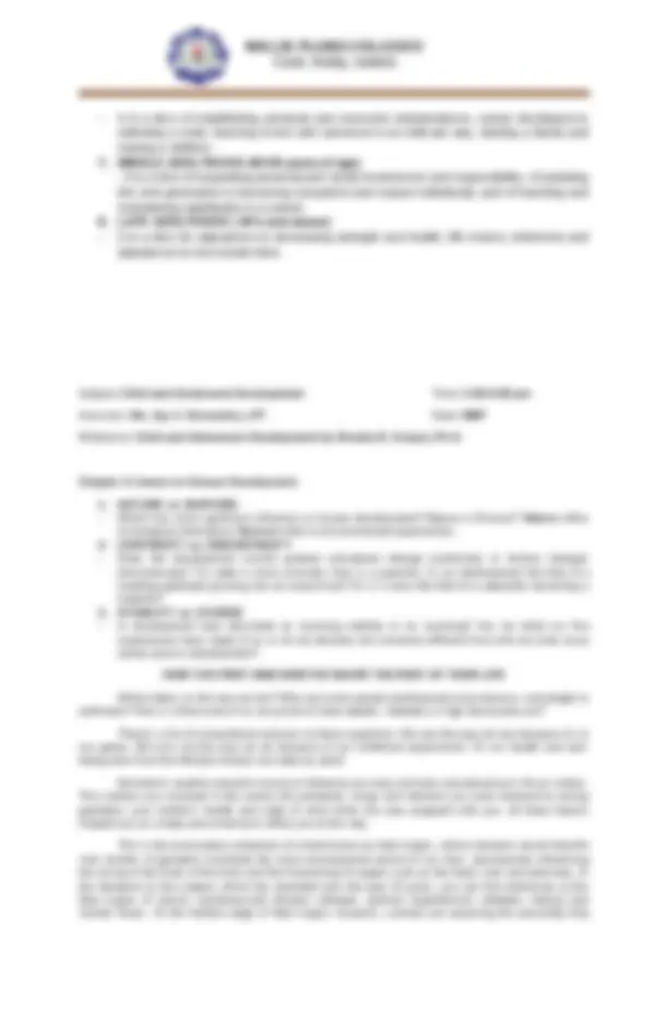 Module in Child and Adolescent Development | Lecture notes Human ...