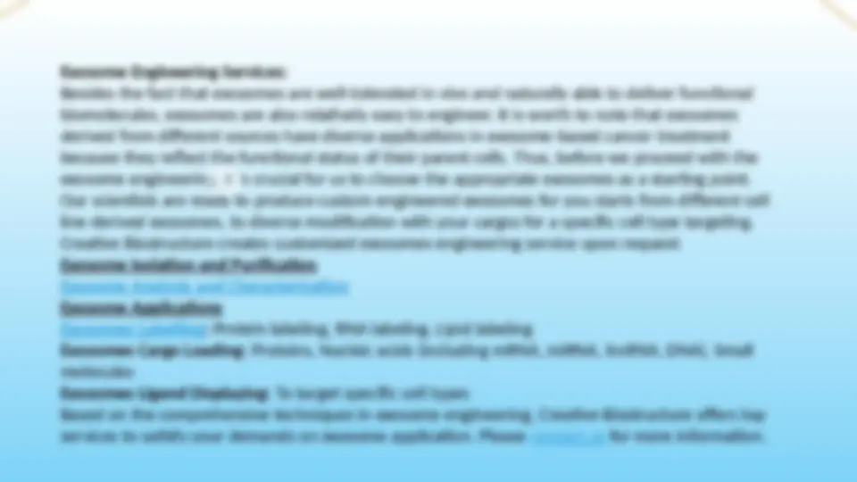 Exosome Engineering Services by Creative Biostructure | Slides Biology | Docsity