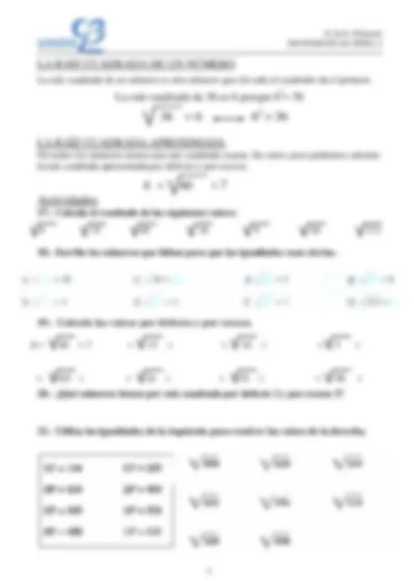 Potencias y Raíces: Ejercicios y ejemplos para 6º de Primaria | Ejercicios de Matemáticas | Docsity