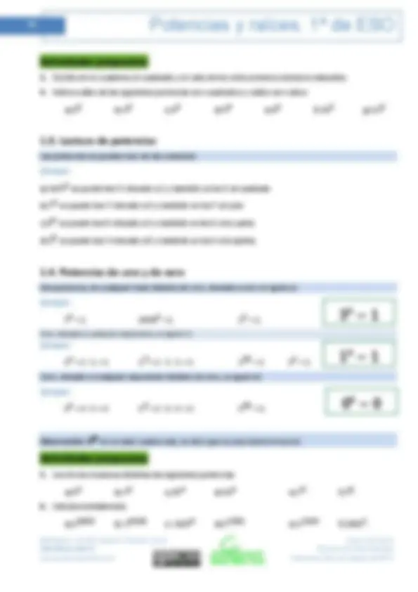 Potencias y Raíces: Un Manual de Matemáticas para 1º de ESO | Ejercicios de Matemáticas | Docsity