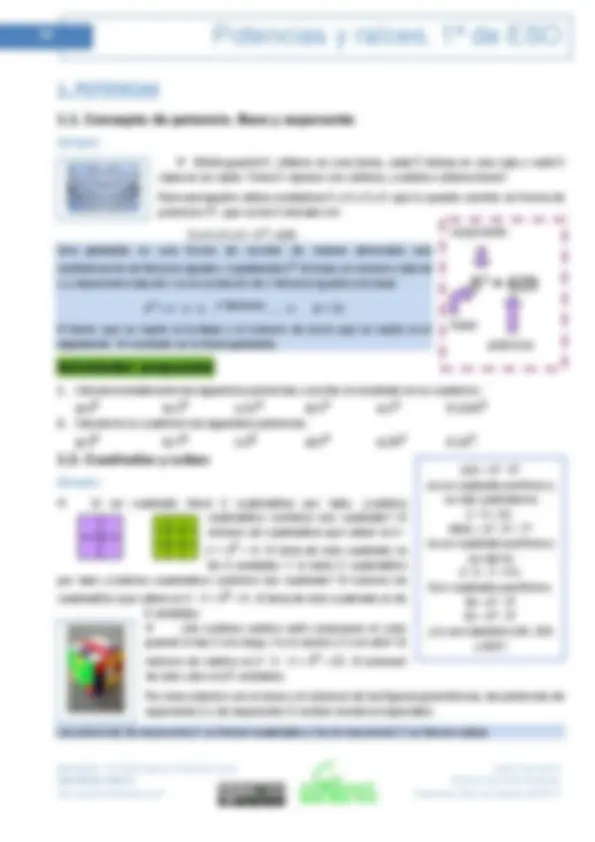 Potencias y Raíces: Un Manual de Matemáticas para 1º de ESO | Ejercicios de Matemáticas | Docsity