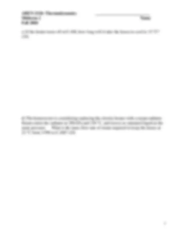 Thermodynamics - Midterm Exam 2 | AREN 2110 | Exams Thermodynamics | Docsity