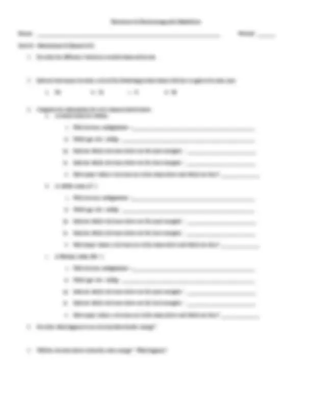 Unit 3 Worksheet Atomic Theory and Orbitals | Exercises Chemistry | Docsity