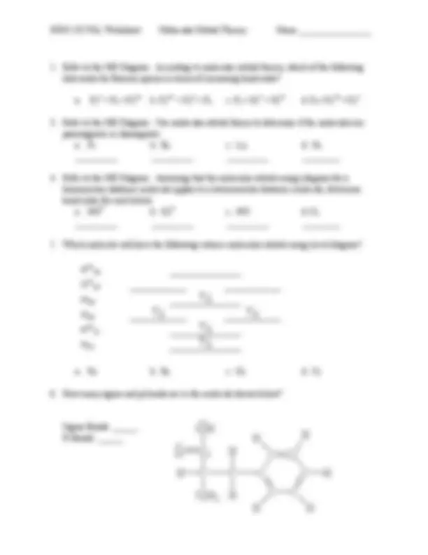 Worksheet Molecular Orbital Theory | Exercises Chemistry | Docsity