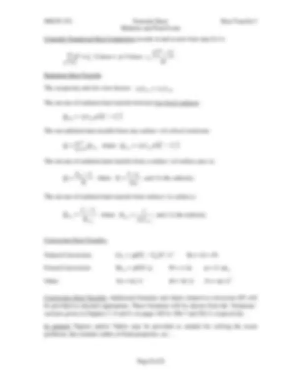 fluids formula sheet | Cheat Sheet Thermofluid Systems | Docsity