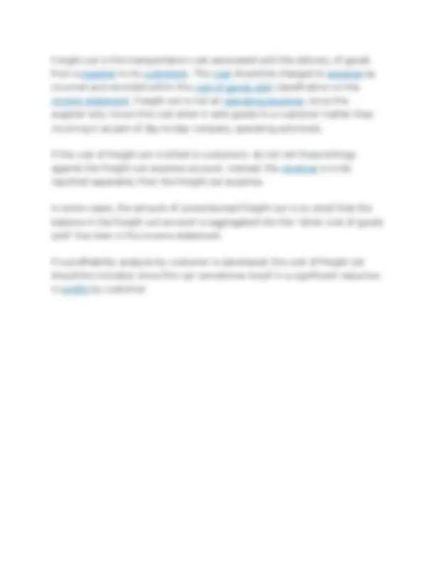 Freight In and Freight Out | Assignments Accounting | Docsity
