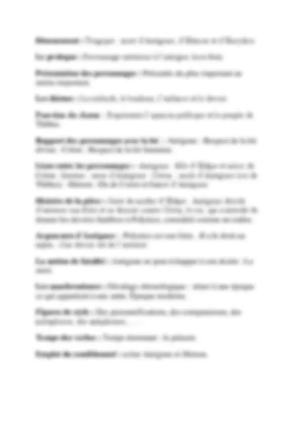 Antigone - Jean Anouilh: fiche de lecture | Lectures Théâtre | Docsity