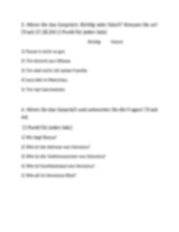 Listening & Speaking test for German Language | Exams German | Docsity