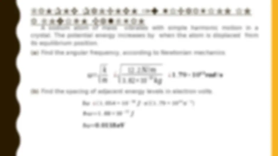 Understanding Energy Levels and Photons in Quantum Harmonic Oscillators | Slides Mechanics | Docsity