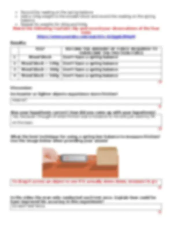 Friction Experiment: Investigating the Effects of Surfaces and Weight | Quizzes Earth science ...