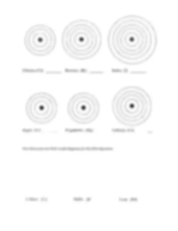 Bohr Practice Models 1-2 Benninger Models | Assignments Chemistry | Docsity