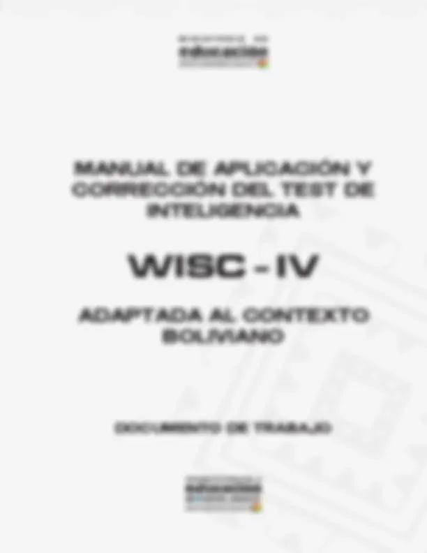 Manual aplicación WISC-4 | Guías, Proyectos, Investigaciones de Evaluación del Desempeño | Docsity