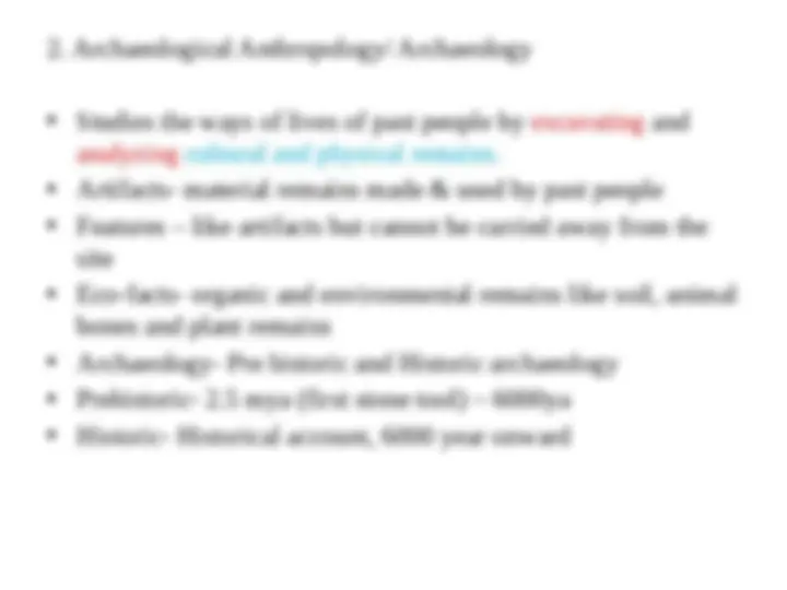 Anthropology lectures note slide | Slides Social Anthropology | Docsity
