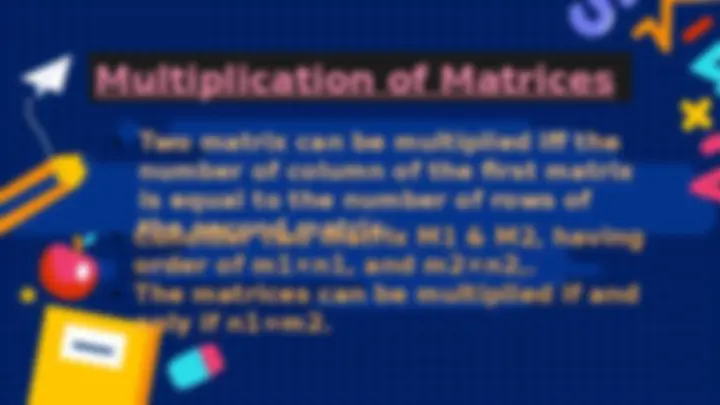 Class 12 MATRICES ppt for maths | Summaries Mathematics | Docsity