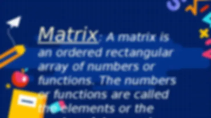 Class 12 MATRICES ppt for maths | Summaries Mathematics | Docsity