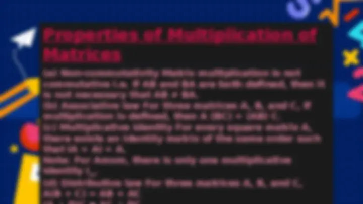 Class 12 MATRICES ppt for maths | Summaries Mathematics | Docsity