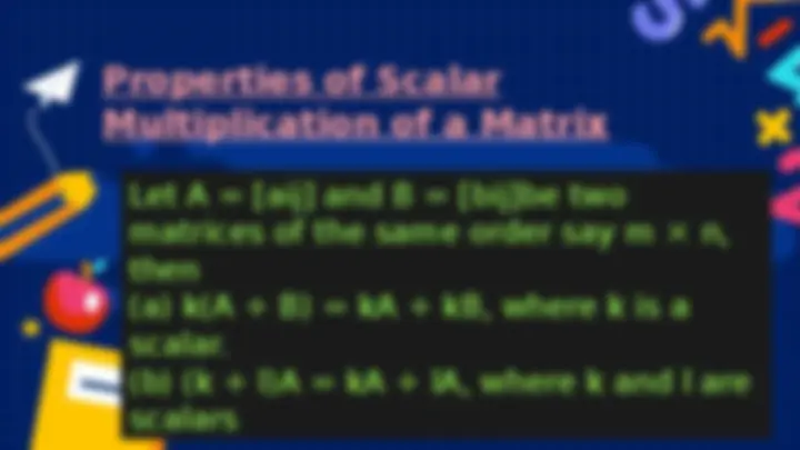 Class 12 MATRICES ppt for maths | Summaries Mathematics | Docsity