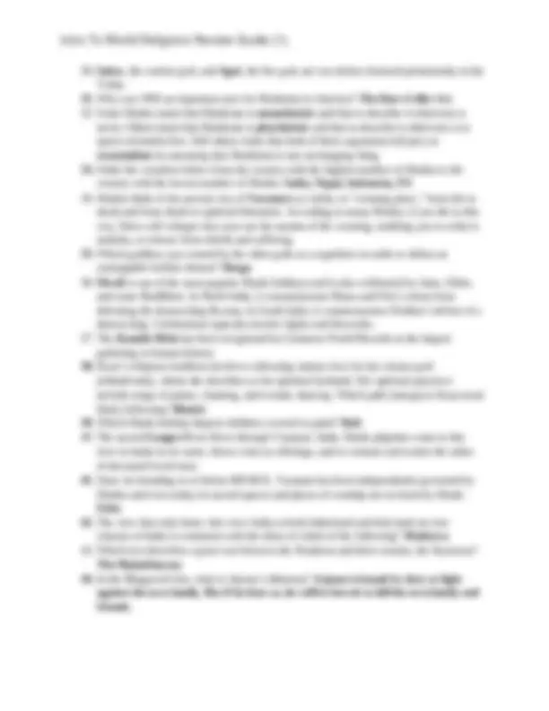 Intro to World Religions Review Guide: Hinduism and Buddhism | Exams ...