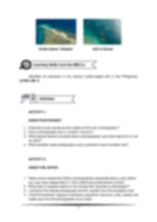 Arts-10-Q3-Learning Activity sheets 1-5 | Exercises Visual Arts | Docsity